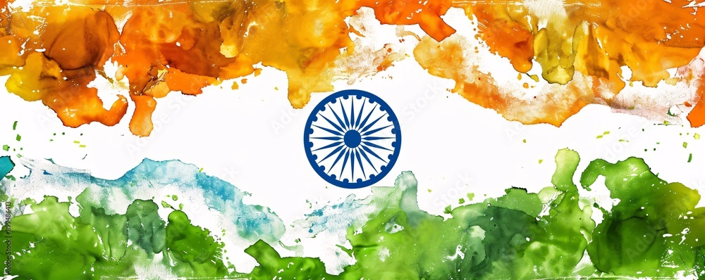 Artistic watercolor painting of the indian flag, celebrating the spirit ...
