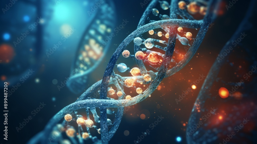 Detailed visualization of human cell structure and dna helix for ...