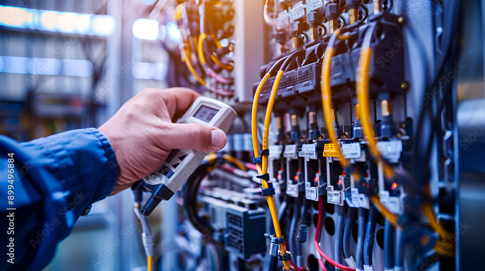 Electricity and electrical maintenance service Engineer hand holding AC ...