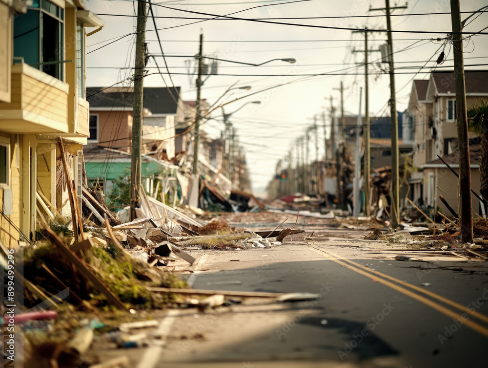 Collapsed power lines, broken telephone poles, and damaged ...