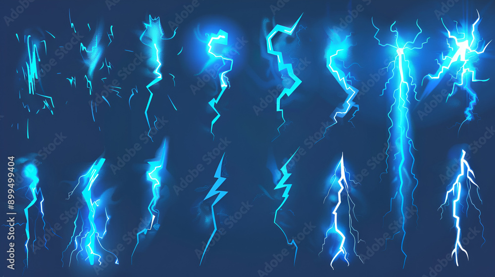 Cartoon lightning animation Animated frames of electric strike magic ...