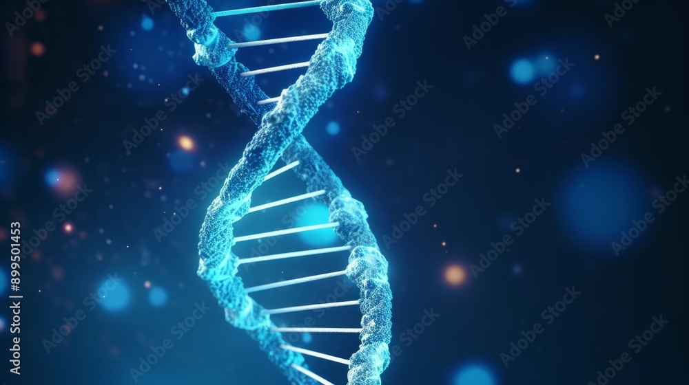 Intricate dna helix spiral against blue background representing ...