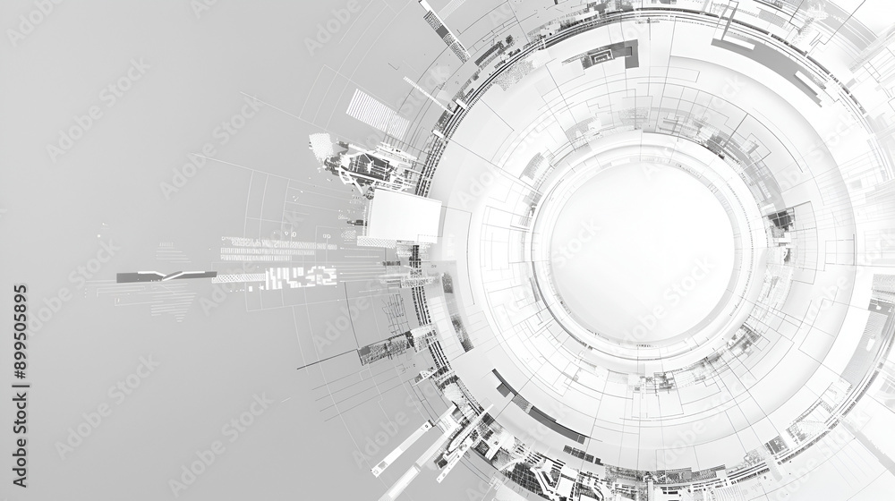 Abstract grey and white technology background with various tech ...