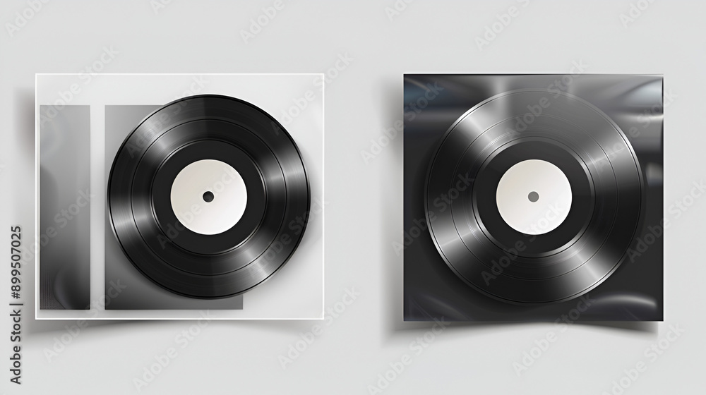 Vinyl plastic album cover frame with shrink texture overlay A realistic ...