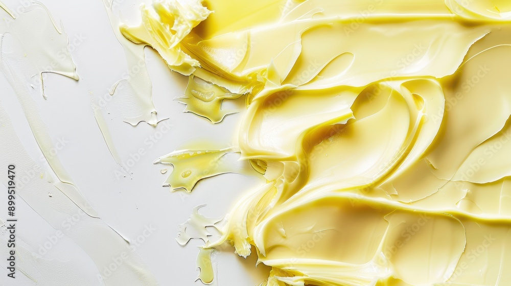 Luxurious yellow cosmetic product spread on white background, creating ...