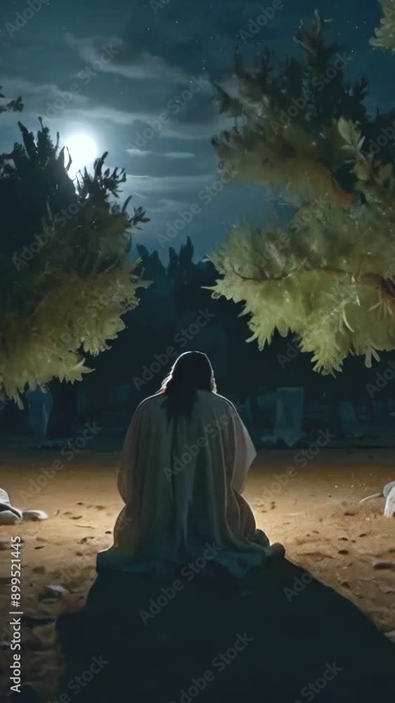 Jesus Christ praying in the Gethsemane garden scene animation -- 4k ...