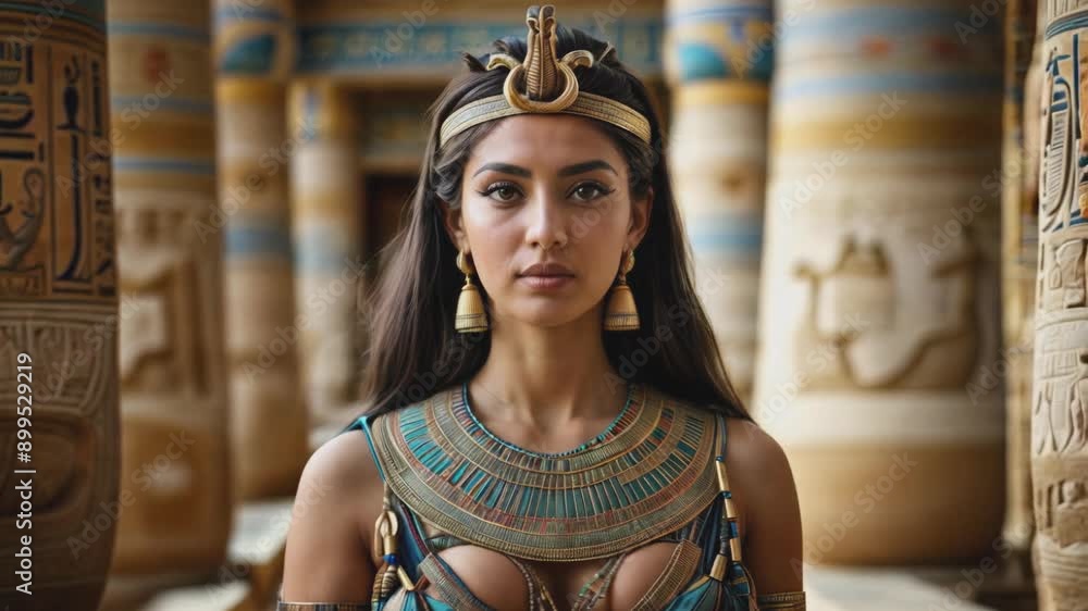 Portrait of a beautiful woman princess in traditional Egyptian clothing ...