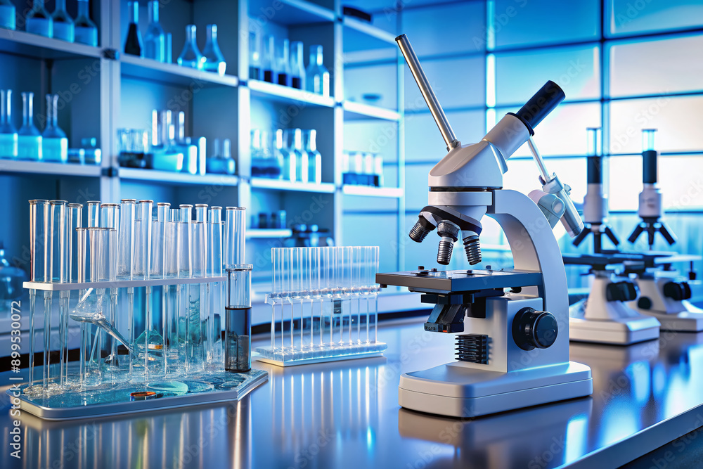 Precise biomedical equipment calibration setup with micropipettes, test ...