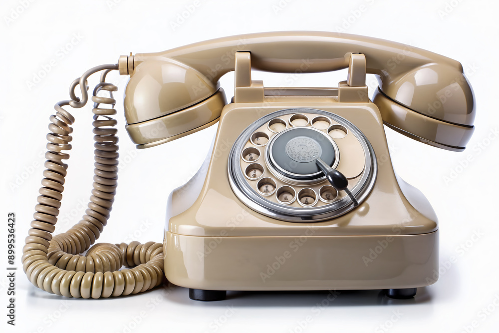 Retro vintage rotary dial landline phone with curly cord and circular ...