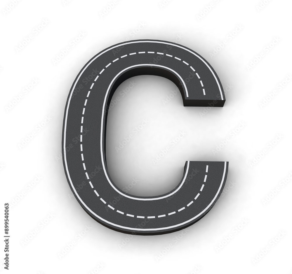 C alphabet Road 3d top view png. Road Uppercase letters. Road Style ...