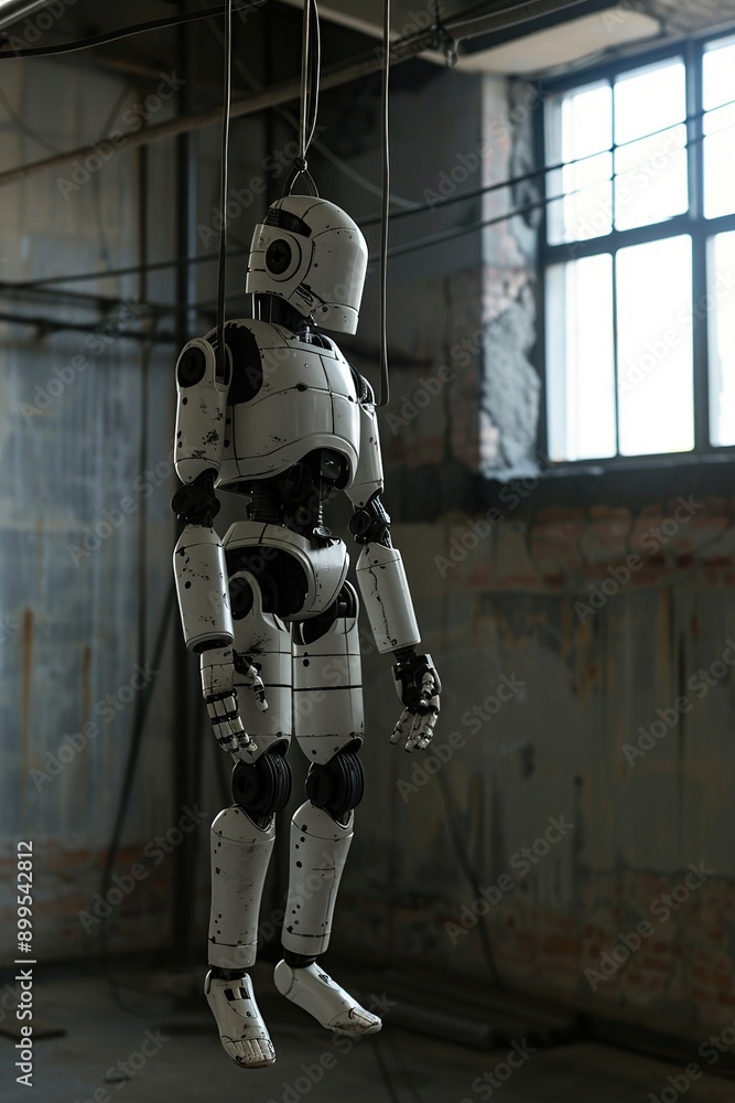 An orange humanoid robot has committed suicide using an electric cable ...