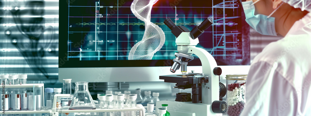 Cutting-edge medical lab buzzes with technological wonder, where DNA ...
