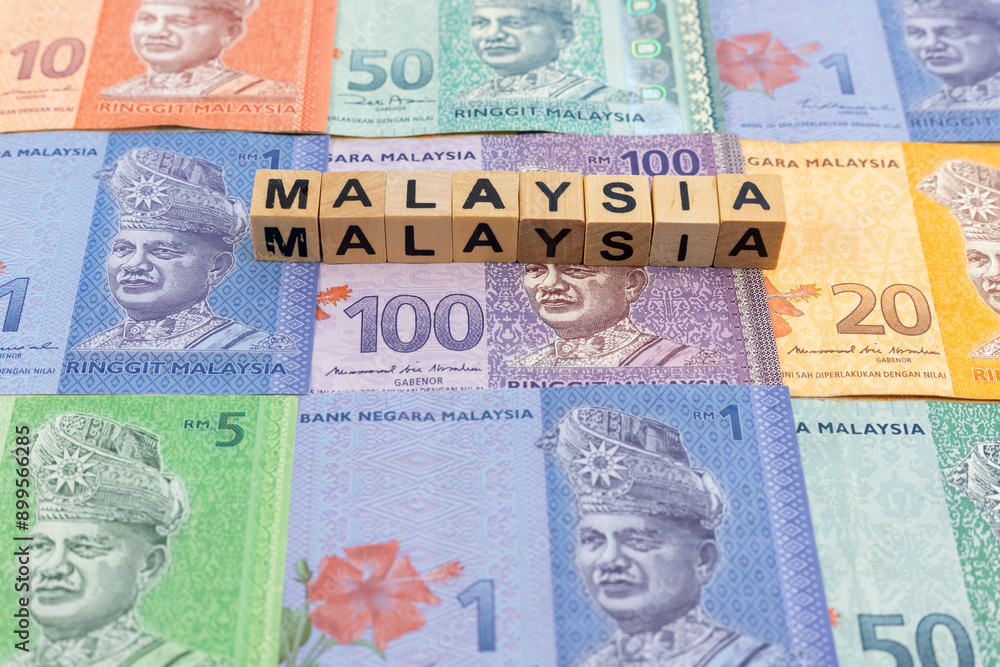 Malaysia currency of Malaysian ringgit banknotes background. Paper ...
