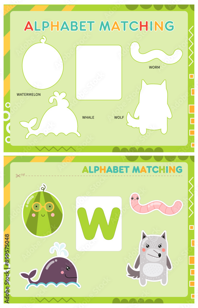 My first busy book – learning alphabet. Cut letter W and pictures ...