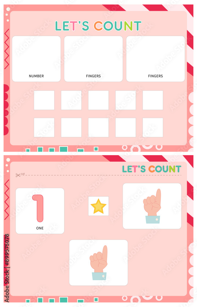 My first busy book – learning count and numbers. Cut number 1, stars ...