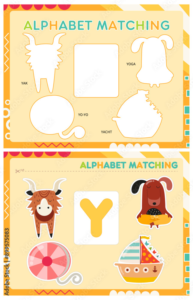 My first busy book – learning alphabet. Cut letter Y and pictures ...