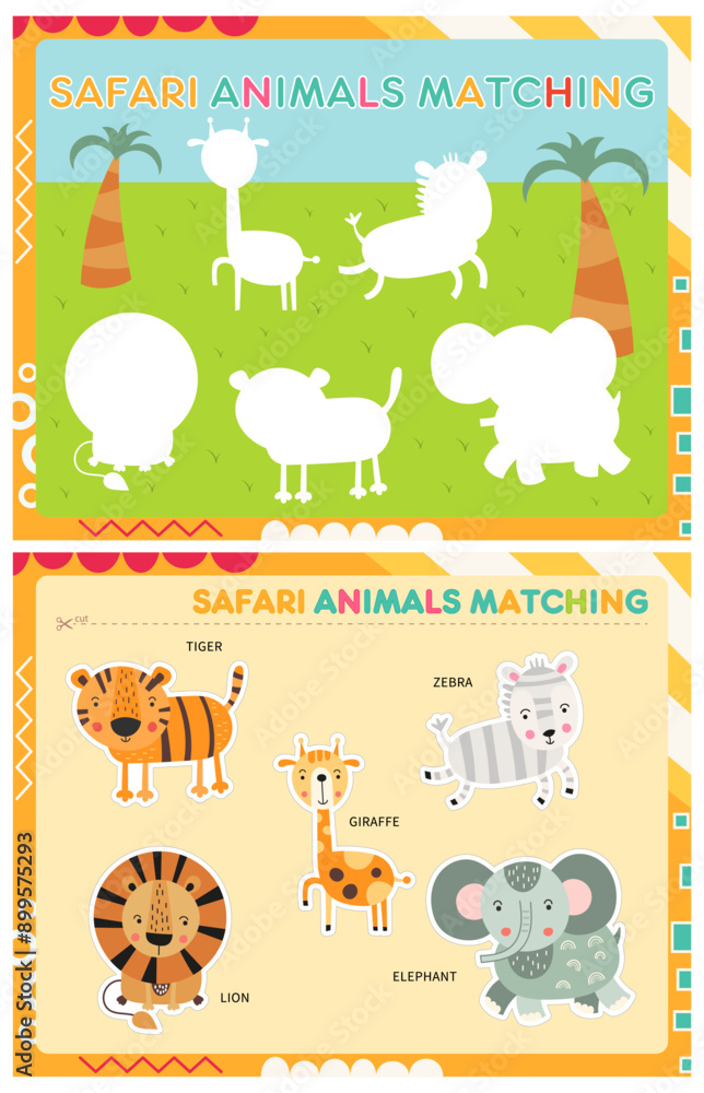 My first busy book – learning names of safari animals. Cut animals and ...