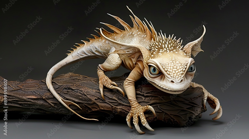 a fantastical, whimsical creature that resembles a small dragon or ...