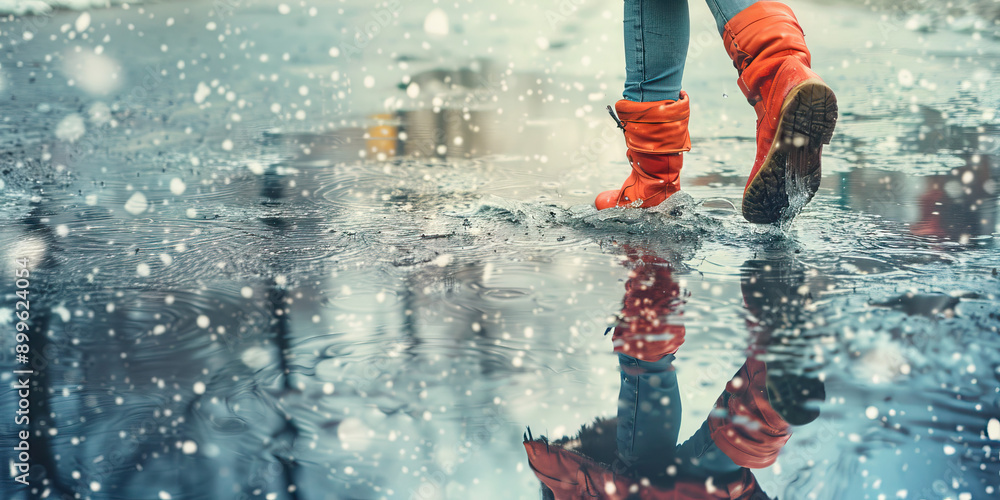 Slippery When Wet: A woman tries to walk carefully on an icy sidewalk ...