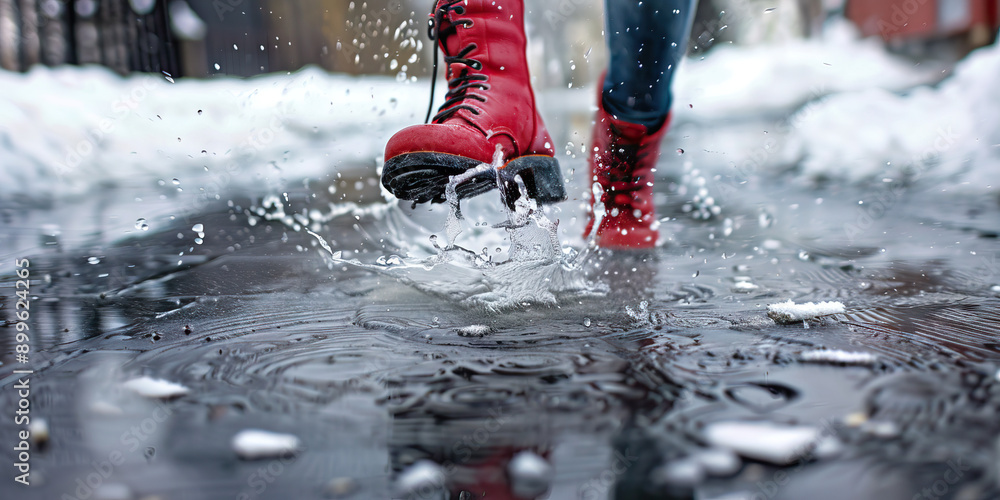 Slippery When Wet: A woman tries to walk carefully on an icy sidewalk ...