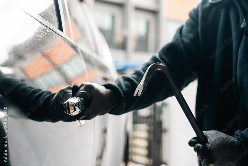 Thief in uniform black jacket various action stolen cars. The Robber ...