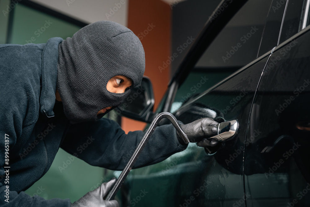 Thief in uniform black jacket various action stolen cars. The Robber ...