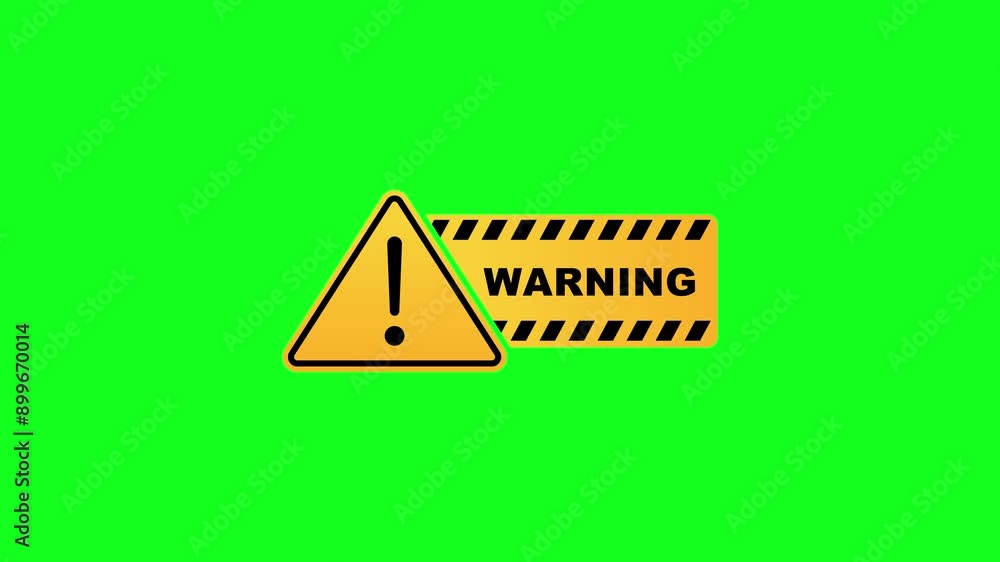 Warning animation on a green screen. warning sign and symbol animation ...