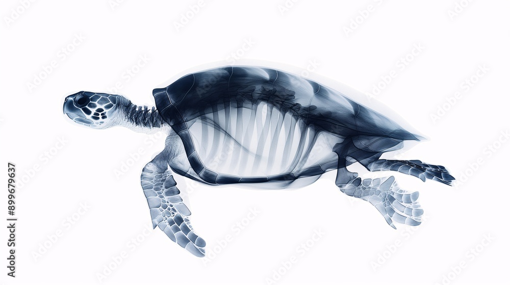 X-Ray Sea Turtle: An ethereal image of a sea turtle, captured in an x ...