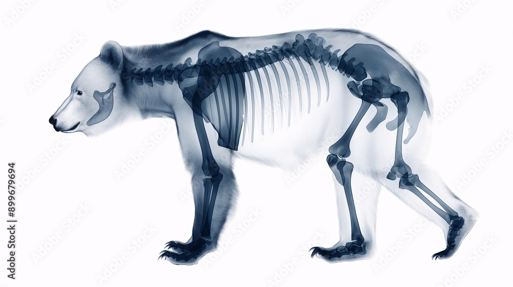Bear Skeleton X-Ray: A mesmerizing x-ray image of a bear, revealing its ...