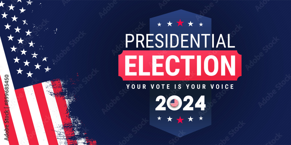 Election voting poster. Presidential election 2024 design template with ...