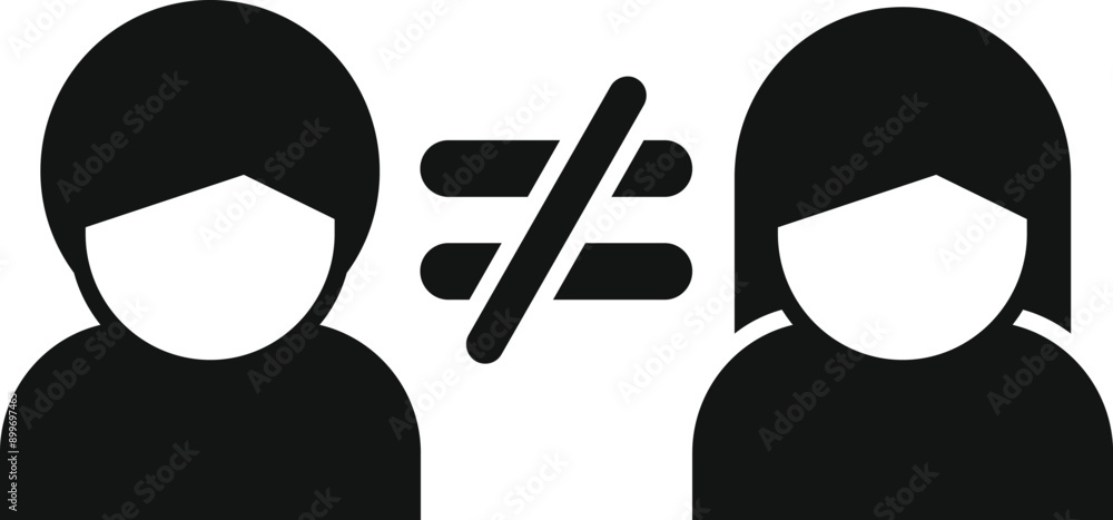 Simple black and white icon representing gender inequality in ...