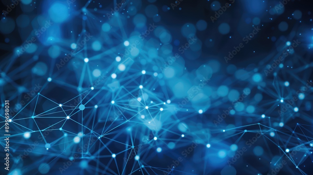 Blue abstract network background with data connections and nodes ...