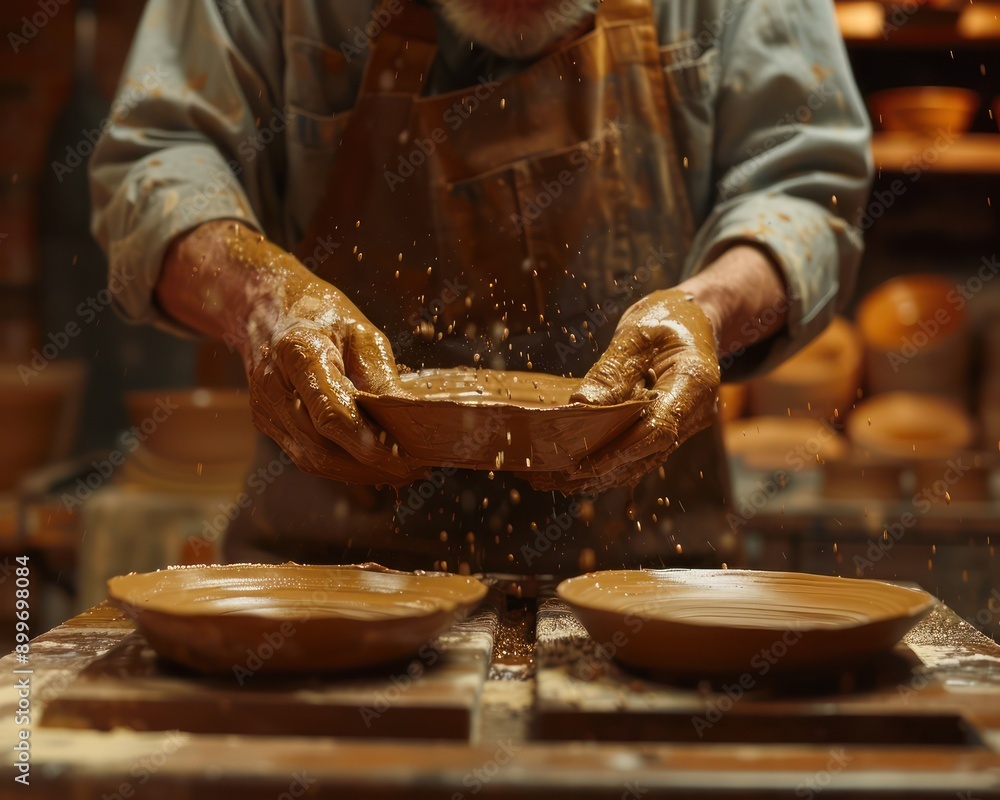 Skilled Potter Shaping Delicate Pottery Art Piece from Wet Clay ...