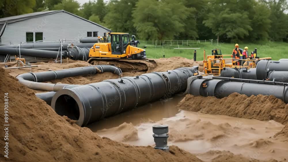 Pipework installation is essential at the construction site to enable ...