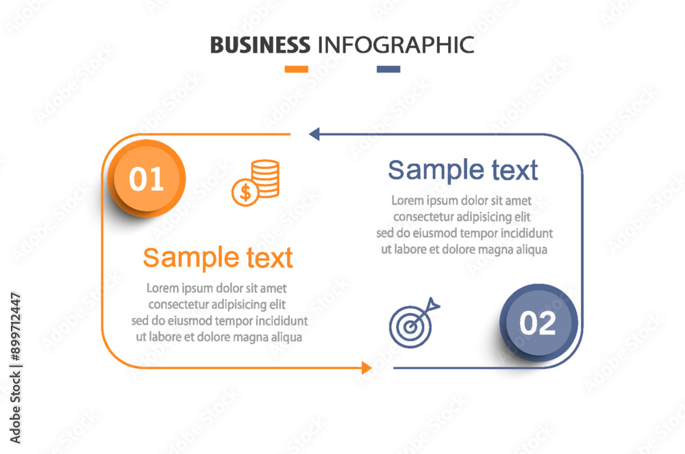Vector infographic template with icons and 2 options or steps. Can be ...