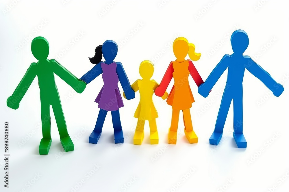 Colorful paper cutouts of people holding hands in unity and friendship ...