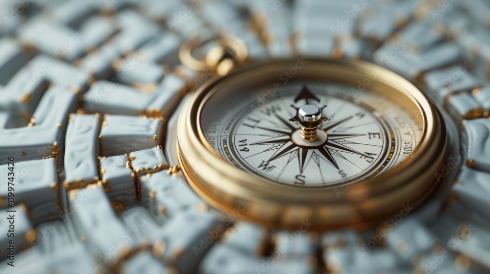 An imaginative 3D illustration of a leader with a compass in hand ...