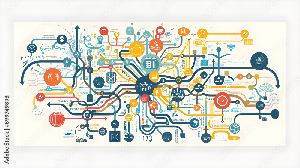 ภาพประกอบสต็อก Comprehensive Mind Map Diagram Visualizing Complex Ideas ...