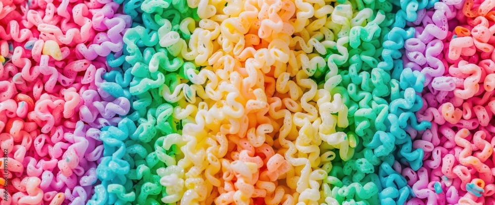 Macro close-up of light airy colourful rainbow rice krispies, Rice ...