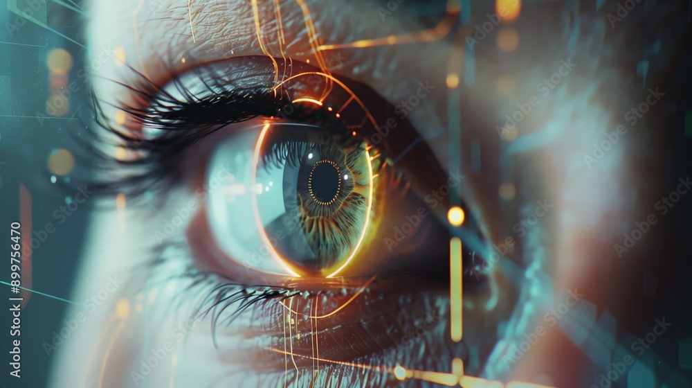 Eye ID close up. Modern technology for personalized identification. Eye ...