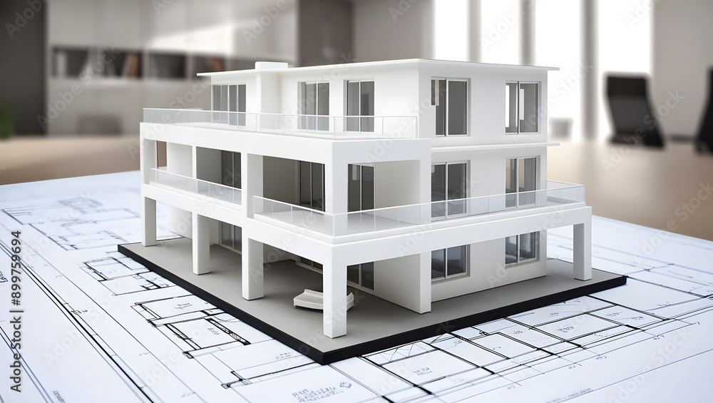 3D miniature model contemporary minimalist luxury new house ...