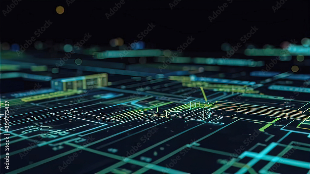 Abstract digital background with smooth lines and particles, ideal for ...