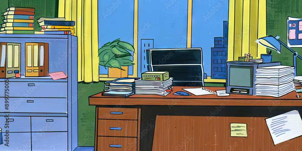 Mayor's Municipal Desk: A functional desk with stacks of paperwork and ...
