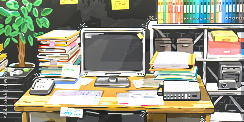 Mayor's Municipal Desk: A functional desk with stacks of paperwork and ...