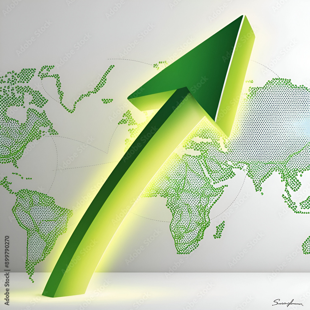 Financial chart with moving up arrow graph and world map in stock ...