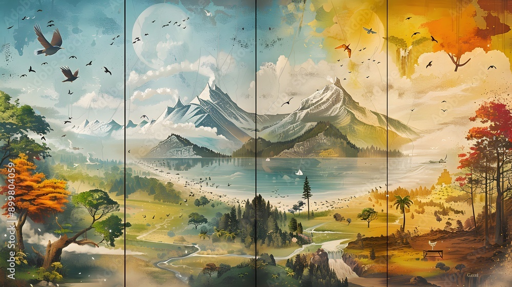 The land of the four seasons divided into 4 parts. The first part ...