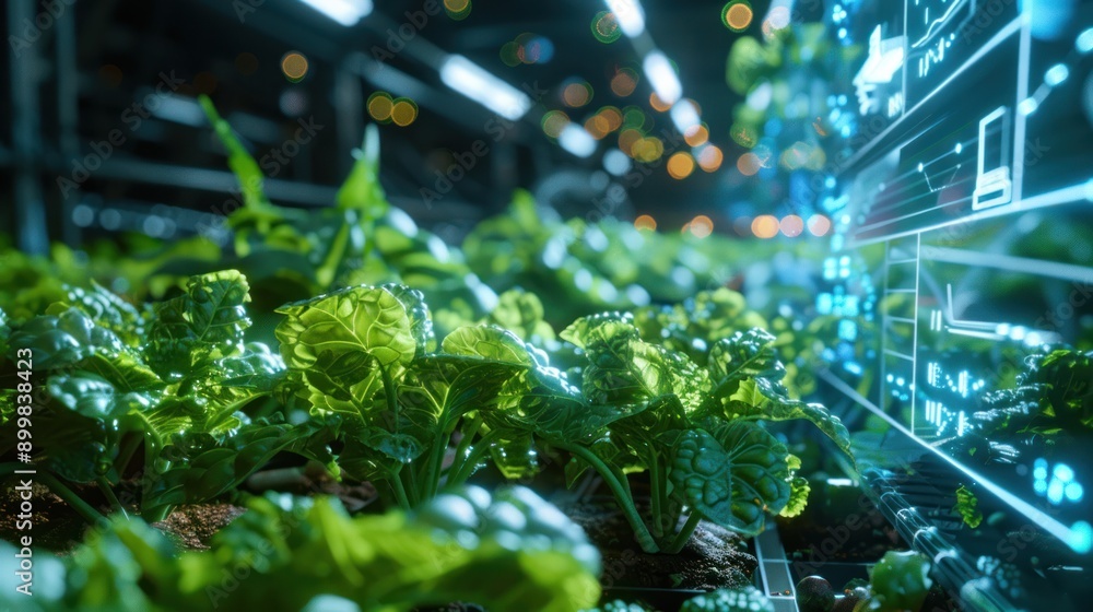 Smart Farm UI holographic system, control, maintenance Displays ...