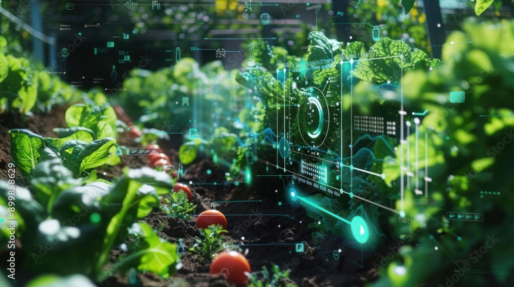 Smart Farm UI holographic system, control, maintenance Displays ...