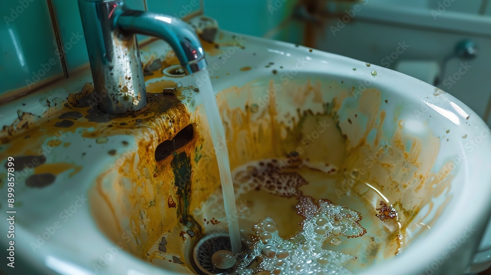 Bathroom sink with visible microbial growth Bacteria, Bathroom ...