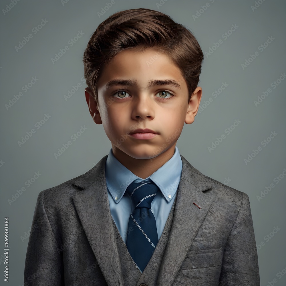 Photo boy cute boy character, There is a young boy in a suit and tie ...